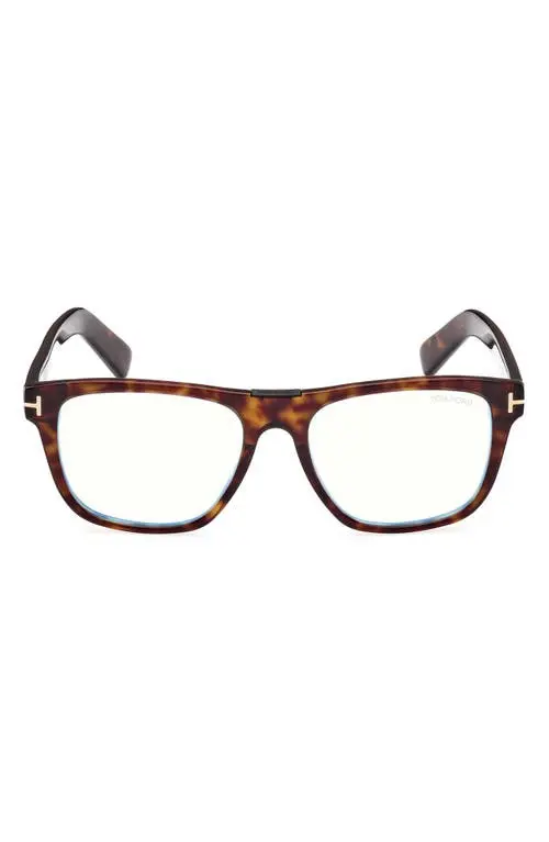 TOM FORD 54mm Square Eyeglasses - Havana Eco /t Logo
