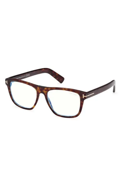 TOM FORD 54mm Square Eyeglasses - Havana Eco /t Logo