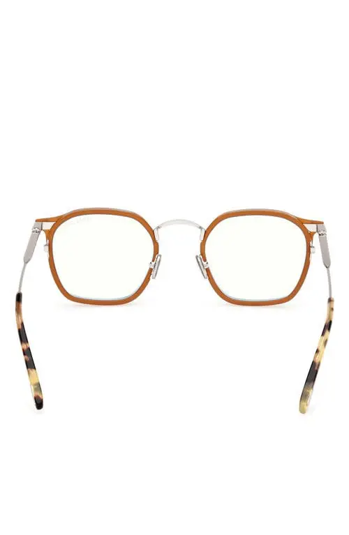 TOM FORD 50mm Round Frame Blue Light Blocking Glasses - Milky Amber / Palladium