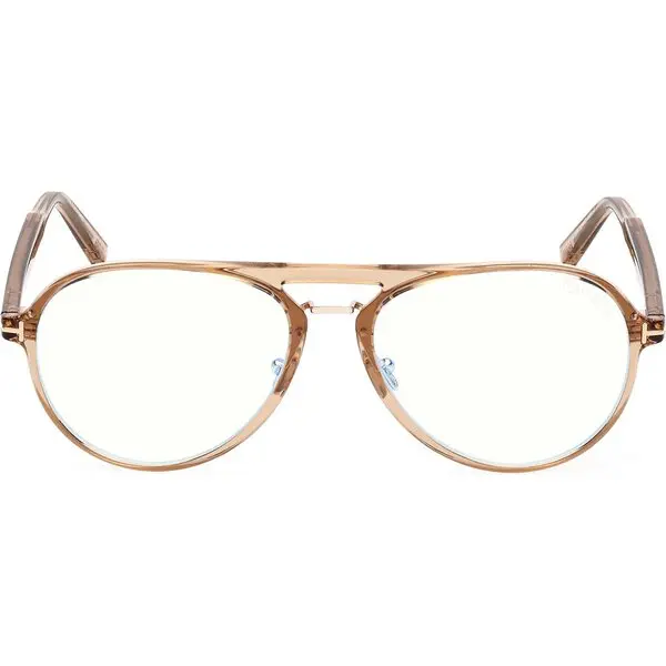 TOM FORD 57mm Aviator Optical Glasses - Champagne / T Logo