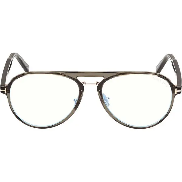 TOM FORD 57mm Aviator Optical Glasses - Green/t Logo/blue Block
