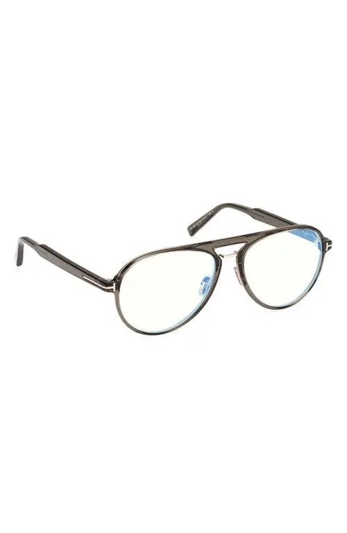 TOM FORD 57mm Aviator Optical Glasses - Green/t Logo/blue Block