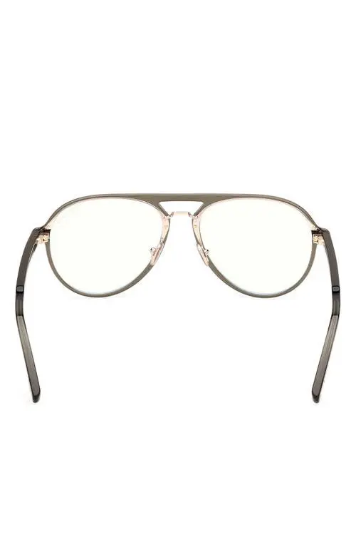 TOM FORD 57mm Aviator Optical Glasses - Green/t Logo/blue Block