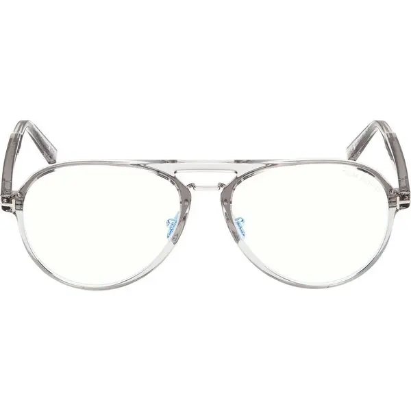 TOM FORD 57mm Aviator Optical Glasses - Light Grey / T Logo
