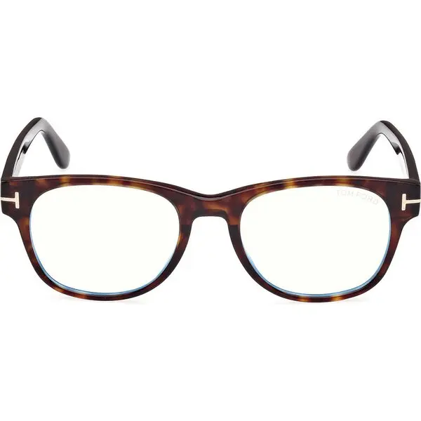 TOM FORD 52mm Square Optical Glasses - Havana Eco/t Logo