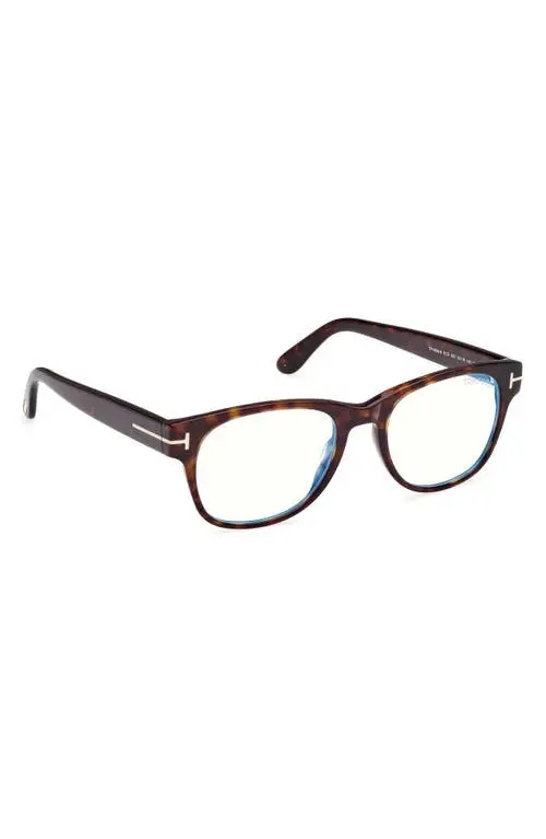 TOM FORD 52mm Square Optical Glasses - Havana Eco/t Logo