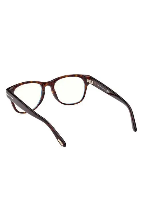 TOM FORD 52mm Square Optical Glasses - Havana Eco/t Logo