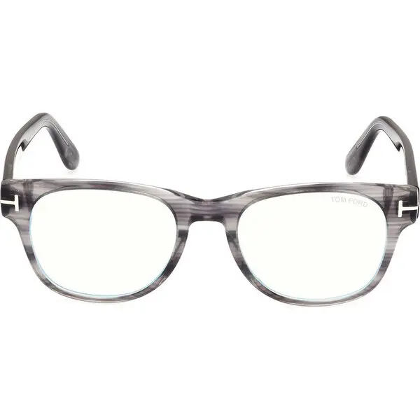TOM FORD 52mm Square Optical Glasses - Striped Grey / T Logo