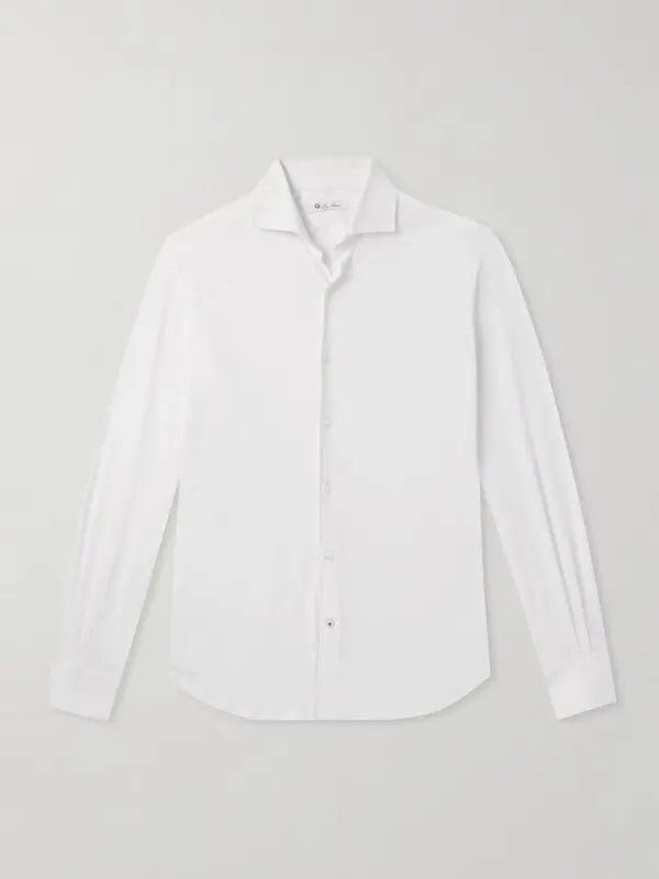 Loro Piana Andrew Cutaway-collar Cotton-jersey Shirt - White