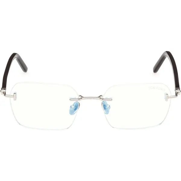 TOM FORD 54mm Rectangular Optical Eyeglasses - Palladium Black /t Logo