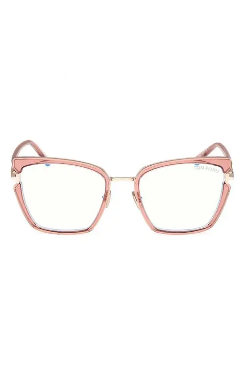 TOM FORD 54mm Butterfly Eyeglasses - Rose Gold / T Logo