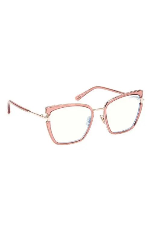 TOM FORD 54mm Butterfly Eyeglasses - Rose Gold / T Logo