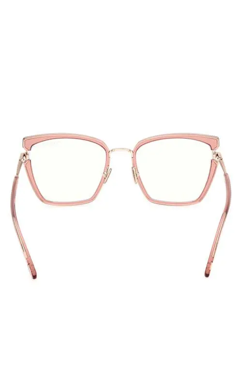 TOM FORD 54mm Butterfly Eyeglasses - Rose Gold / T Logo