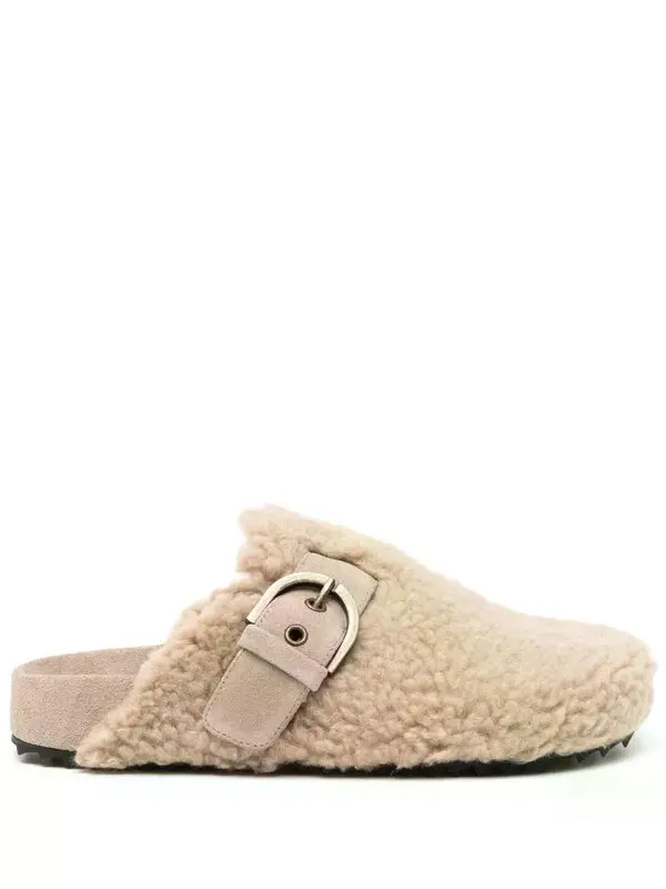 JAMES PERSE Faux-shearling Slippers - Neutrals