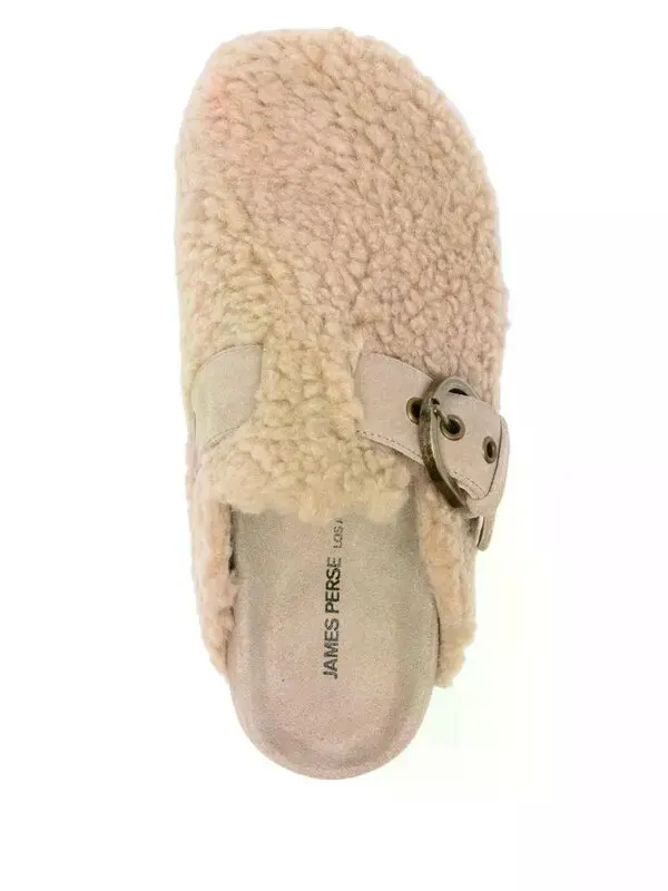 JAMES PERSE Faux-shearling Slippers - Neutrals