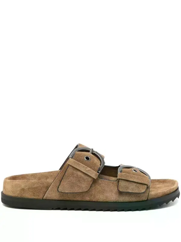 JAMES PERSE Suede Buckle Sandals - Brown