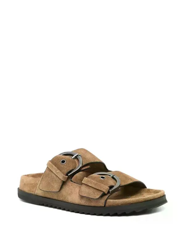 JAMES PERSE Suede Buckle Sandals - Brown