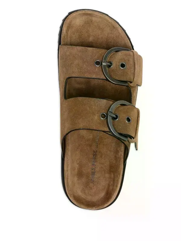JAMES PERSE Suede Buckle Sandals - Brown
