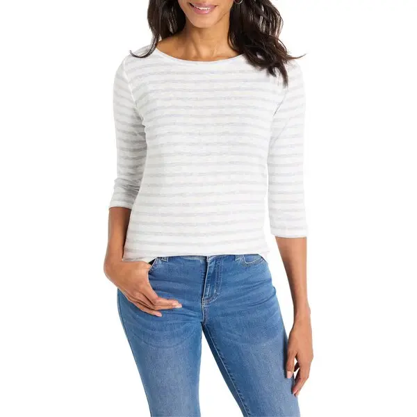 NIC+ZOE Stripe Boat Neck T-shirt