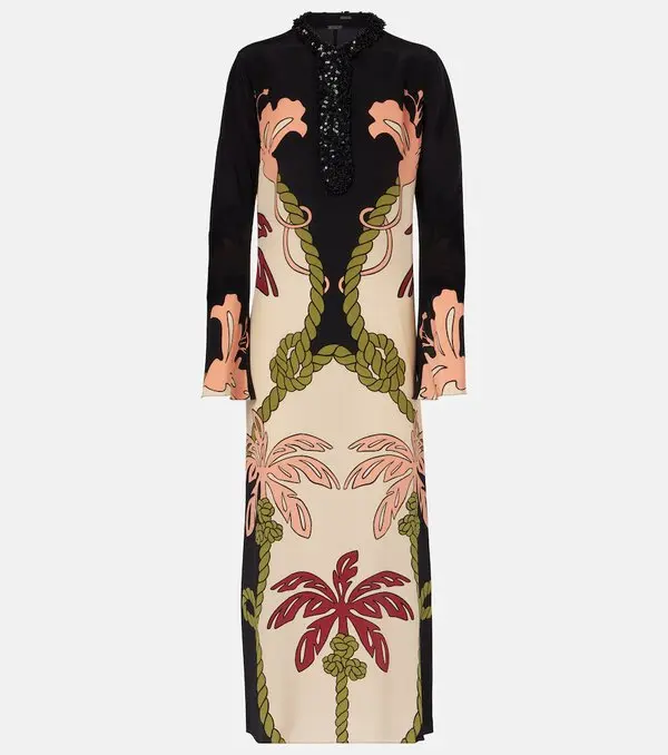 Johanna Ortiz Sequined Printed Silk Tunic