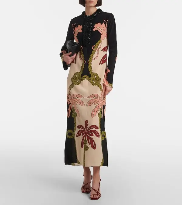 Johanna Ortiz Sequined Printed Silk Tunic