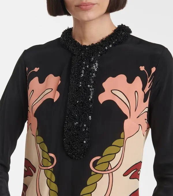 Johanna Ortiz Sequined Printed Silk Tunic
