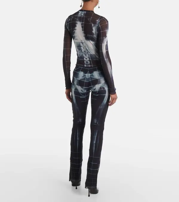 JEAN PAUL GAULTIER Squeletor Semi-sheer Mesh Straight Pants - Blue