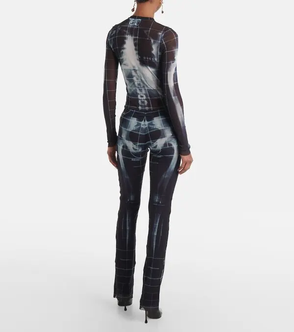 JEAN PAUL GAULTIER Squeletor Semi-sheer Mesh Straight Pants - Blue