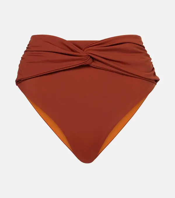 Johanna Ortiz Gathered High-rise Bikini Bottom - Brown