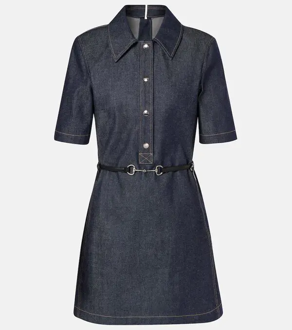 Gucci Horsebit Belted Denim Minidress