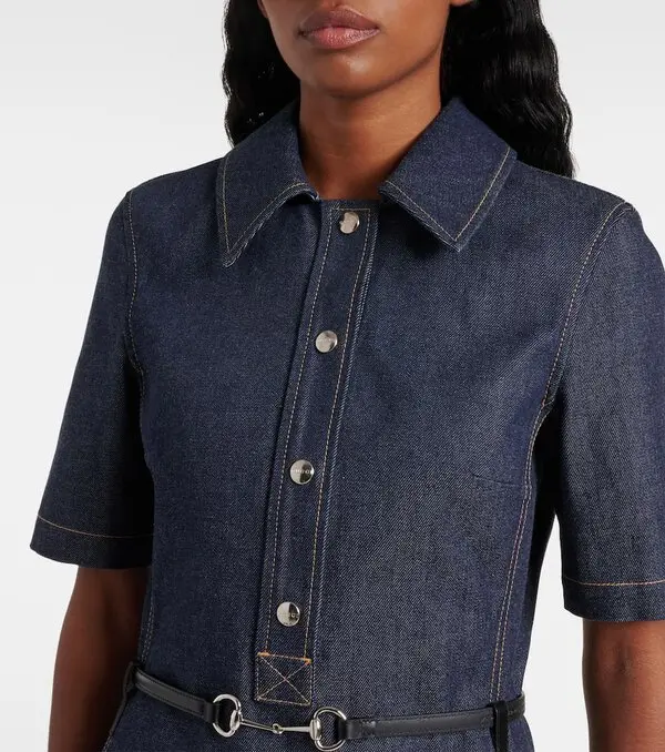 Gucci Horsebit Belted Denim Minidress