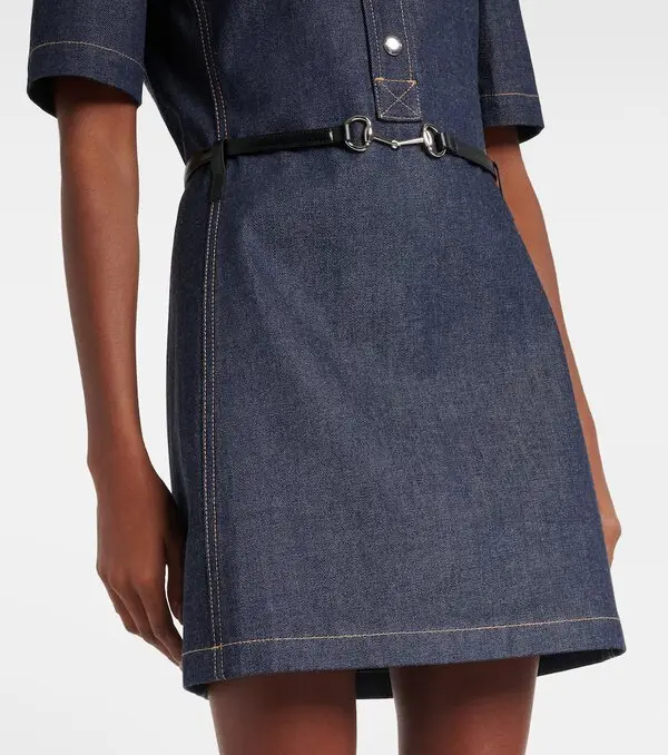 Gucci Horsebit Belted Denim Minidress