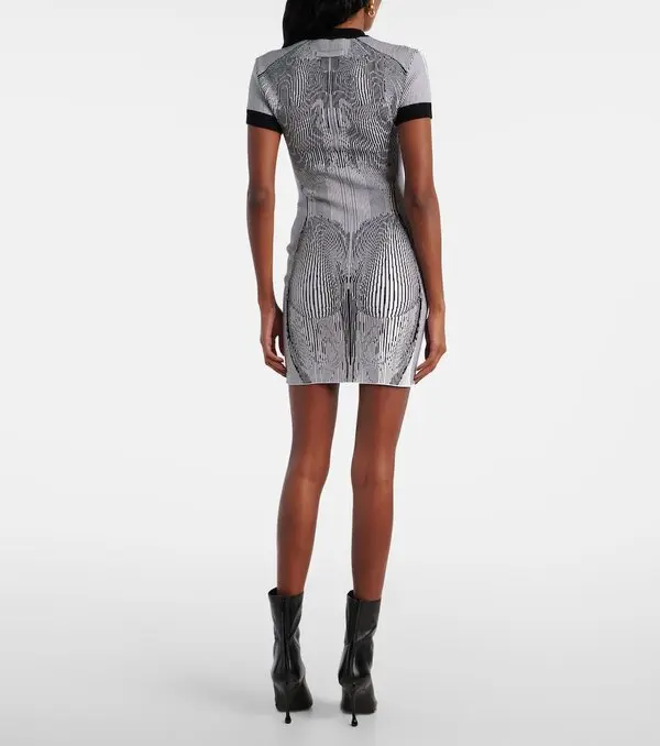 JEAN PAUL GAULTIER Morphing Pinstripe Jacquard Jersey Minidress