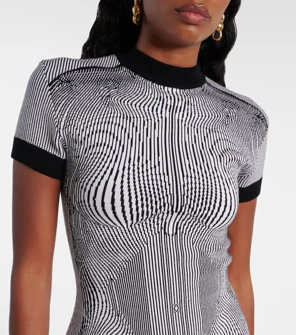 JEAN PAUL GAULTIER Morphing Pinstripe Jacquard Jersey Minidress