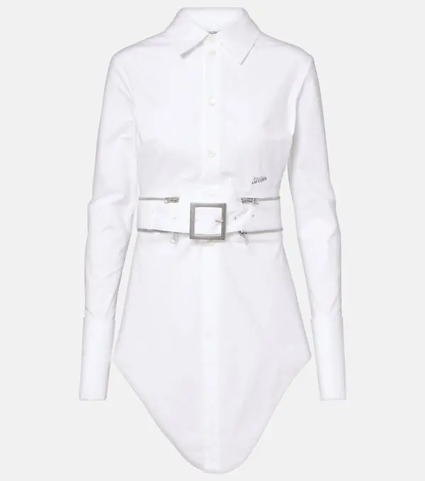 JEAN PAUL GAULTIER Cotton-blend Shirt Dress With Belt - White