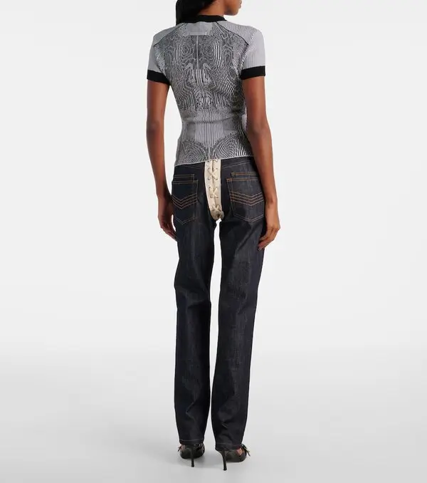 JEAN PAUL GAULTIER Morphing Pinstripe Jacquard Jersey Top - Black