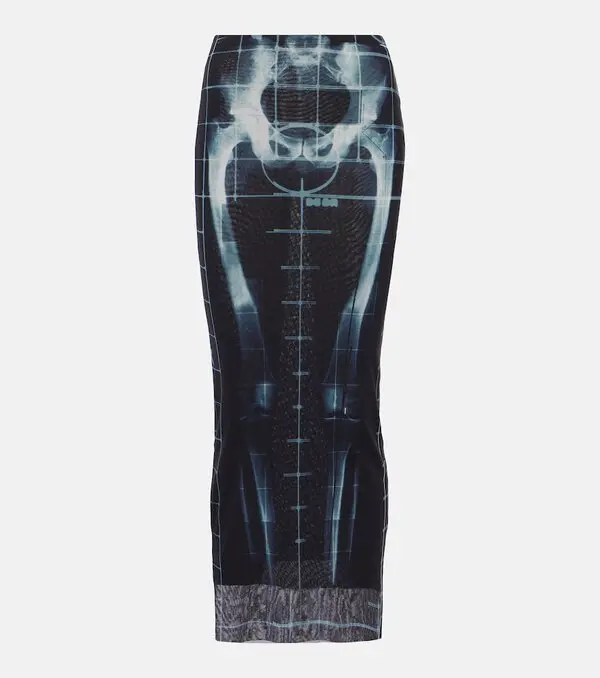 JEAN PAUL GAULTIER Squeletor Mesh Maxi Skirt - Blue
