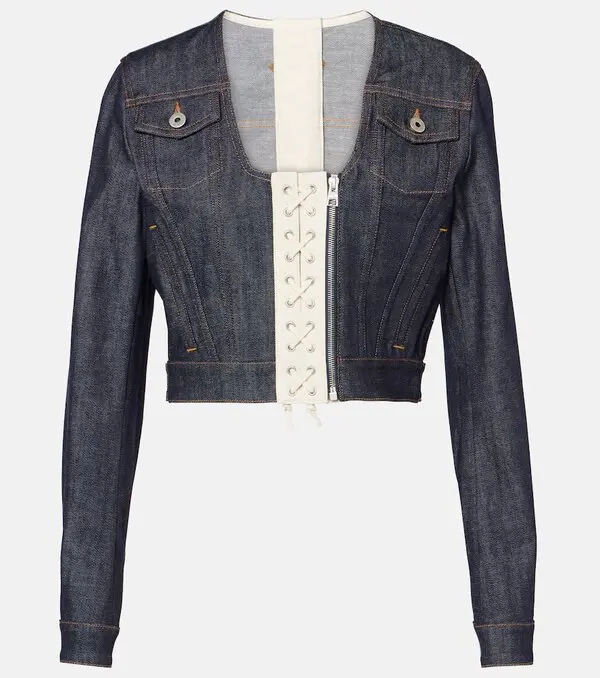 JEAN PAUL GAULTIER Lace-up Denim Jacket - Blue