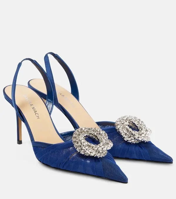 Mach & Mach Galaxy 85 Tulle Slingback Pumps - Blue