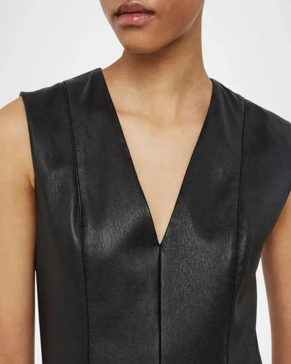 JOSEPH Kosma Stretch Lambskin Leather Dress - Black