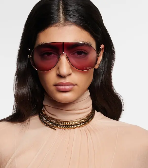 Chloé Aly Shield Sunglasses - Red