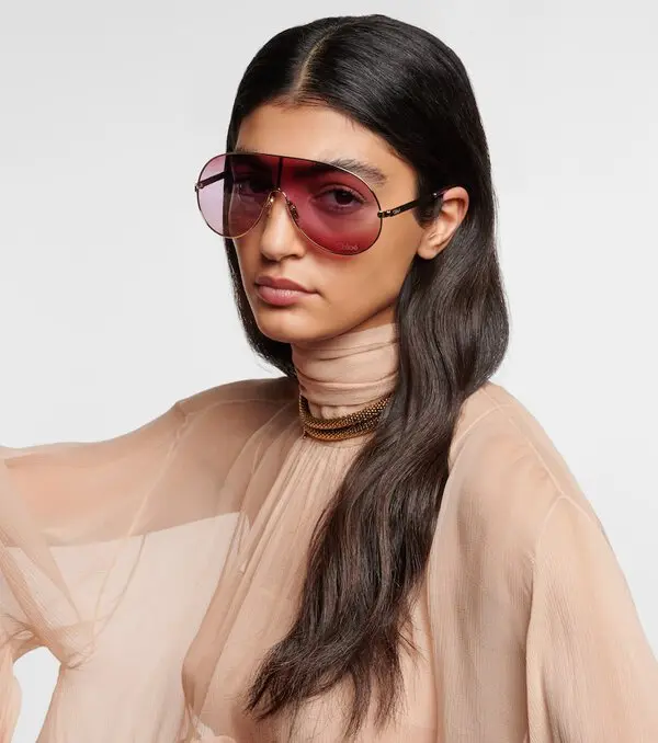 Chloé Aly Shield Sunglasses - Red