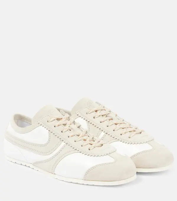 Dries Van Noten Suede-trimmed Leather Sneakers - White