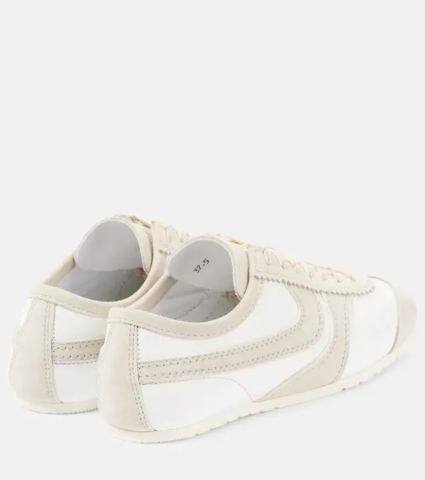 Dries Van Noten Suede-trimmed Leather Lace-up Sneakers - White
