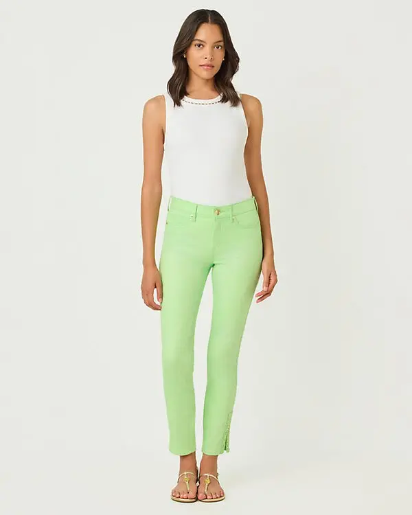 LILLY PULITZER High-rise Skinny Jean With Lace Hem - Pistachio Macaron