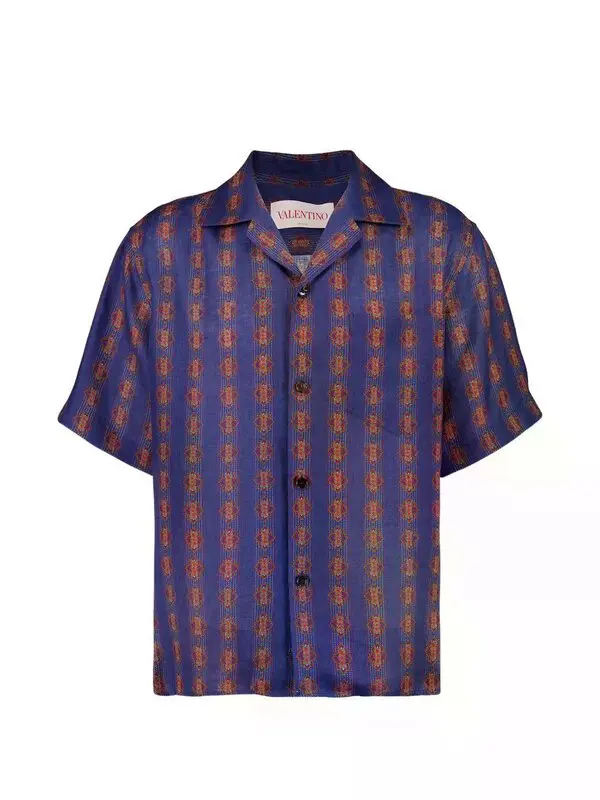 Valentino Garavani Voyage Imaginaire Bowling Linen Shirt - Blue