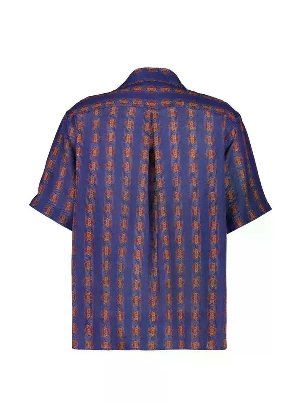 Valentino Garavani Voyage Imaginaire Bowling Linen Shirt - Blue