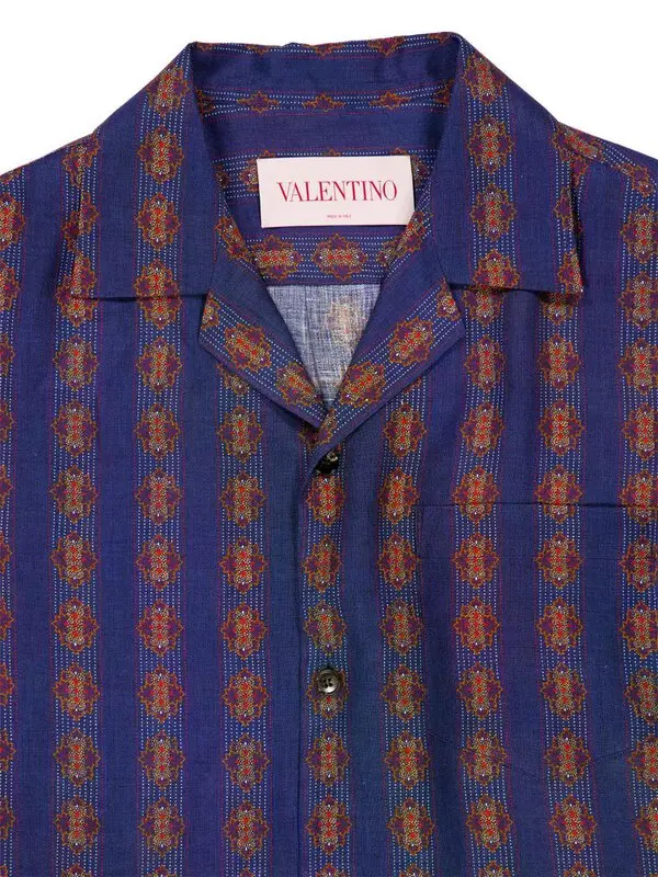 Valentino Garavani Voyage Imaginaire Bowling Linen Shirt - Blue
