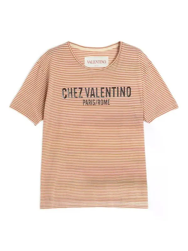 Valentino Garavani Chez-print Striped T-shirt - Orange