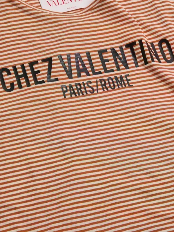 Valentino Garavani Chez-print Striped T-shirt - Orange